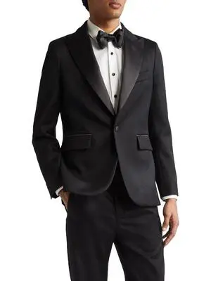 BODE Barathea Peak Lapel Wool Tuxedo Jacket - Black