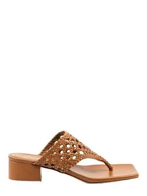 ANDREA GOMEZ Brenda Woven Nappa Leather Sandal - Camel