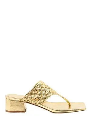 ANDREA GOMEZ Brenda Woven Nappa Leather Sandal - Gold