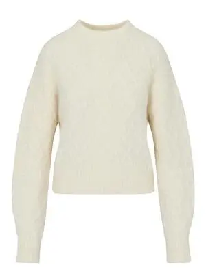 Rebecca Taylor Rebecca Taylor Yael Cropped Cable Knit Sweater Eggshell