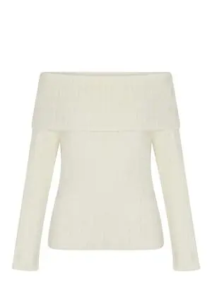 Rebecca Taylor Miro Off-the-shoulder Sweater - Eggshell