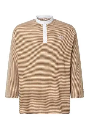 BODE Newton Striped Cotton Top - Brown