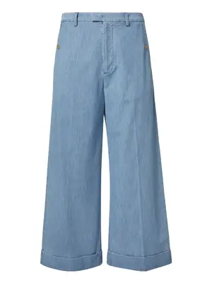 Valentino Garavani Cropped Wide-leg Denim Pants - Blue
