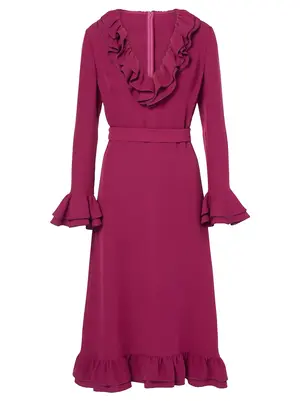 Valentino Garavani Cady Couture Ruffled Midi Dress - Purple