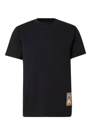 Burberry Check Cotton T-shirt - Black