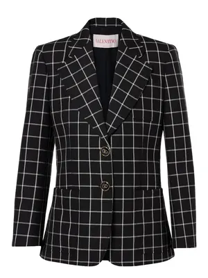 Valentino Garavani Checked Wool Jacket - Black