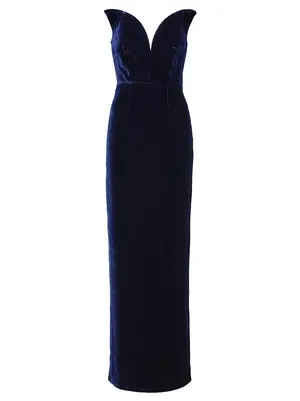 Roland Mouret Strapless Velvet Gown - Blue