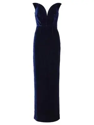 Roland Mouret Strapless Velvet Gown - Blue