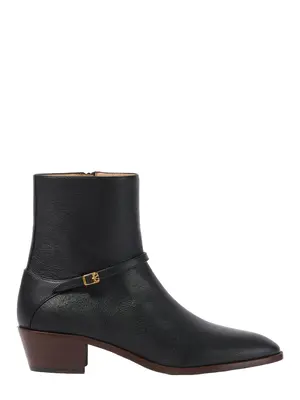 Valentino Garavani Pat Vlogo Signature Leather Ankle Boots - Black