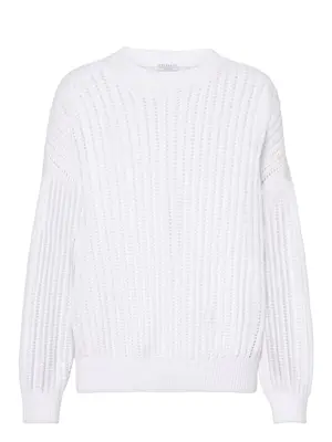 Brunello Cucinelli Cotton Crewneck Sweater - White