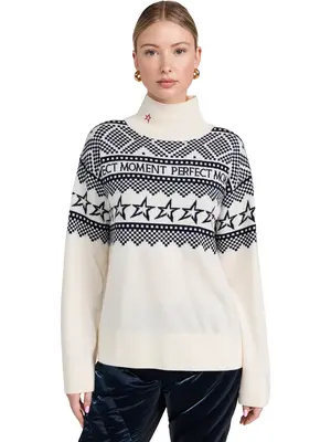 Perfect Moment Holiday Roll Neck Pullover - White/blue