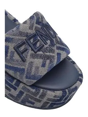FENDI Fendi Sunshine FF Chenille Jacquard Platform Sandals