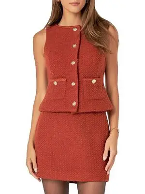 English Factory Crop Tweed Vest - Rust