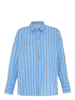 THEO THE LABEL Echo Pearly Shirt - Retro Blue/pearl