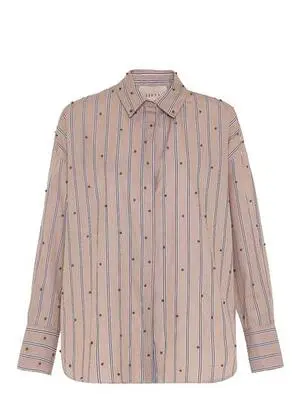 THEO THE LABEL Echo Pearly Shirt - Wheat/gunmetal