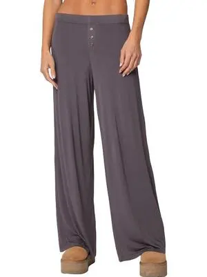 EDIKTED Kait Low Rise Wide Leg Pants - Gray