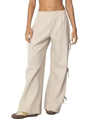 EDIKTED Claudette Bow Wide-leg Sweatpants - Cream