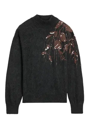 Brunello Cucinelli Sequin-Embellished Turtleneck Sweater Black