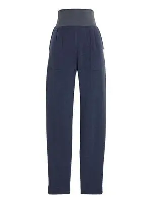 Brunello Cucinelli Ribbed Cotton, Cashmere And Silk-blend Track Pants - Navy