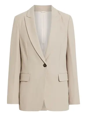 Brunello Cucinelli Bead-embellished Wool-blend Twill Blazer - Beige