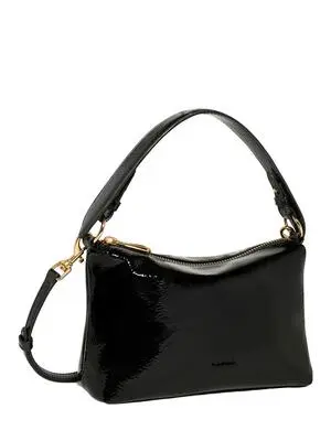 AIMEE Ava Convertible Leather Shoulder Bag - Black Crinkle Patent