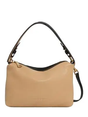 AIMEE Ava Convertible Leather Shoulder Bag - Camel/black