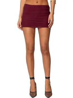 EDIKTED Vivi Mesh Miniskirt - Burgundy
