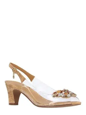 J. Reneé Gloriana Embellished Slingback Sandals - Clear/ Natural/ Gold