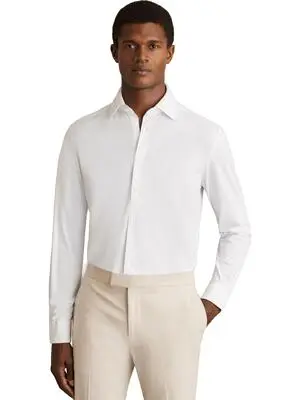 REISS Voyager Regular Fit Button-through Travel Shirt - White