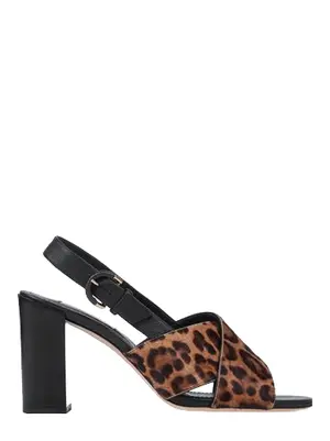 TOD'S Leopard-print Calf Hair Slingback Sandals - Brown