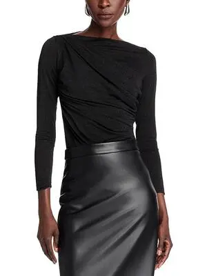 Chiara Boni La Petite Robe Draped Long Sleeve Top - Black