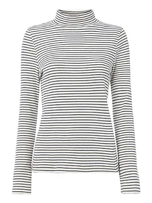 WHISTLES Stripe-Pattern High-Neck Jumper