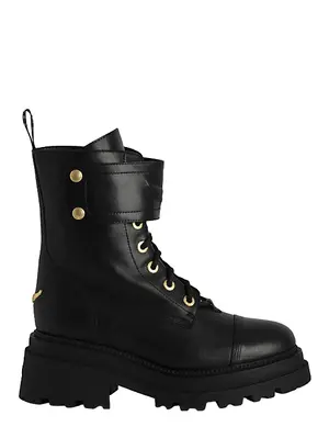 Zadig&Voltaire Leather Ankle Boots With Chunky Sole - Noir