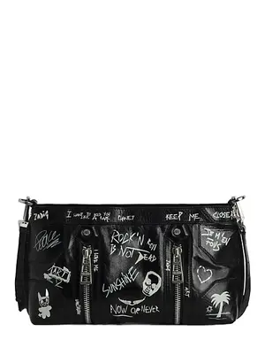 Zadig&Voltaire Slogan-print Leather Shoulder Bag - Noir
