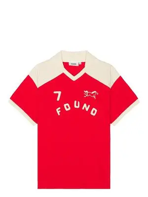 FOUND Goji Collar Print Jersey - Red