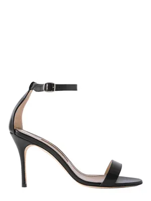 Manolo Blahnik Chaos 90 Leather Sandals - Black