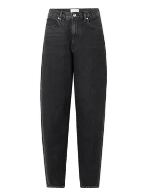 FRAME The Narrow Peg High-rise Tapered Jeans - Black
