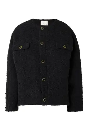 FRAME Cocoon Oversized Cotton-blend Bouclé Jacket - Black