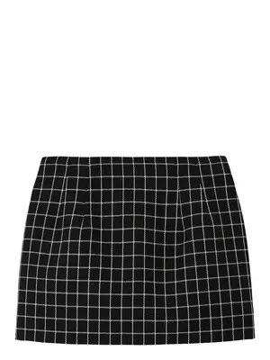 Wardrobe.NYC Contour Checked Wool-twill Mini Skirt - Black