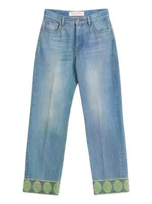 Valentino Garavani Jacquard-trim Jeans - Blue