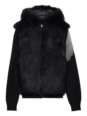 Prada Faux-fur Hooded Cardigan - Black