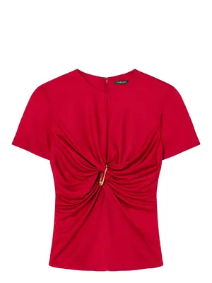 Versace Safety Pin Gathered Top - Red
