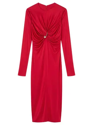 Versace Safety Pin Gathered Midi Dress - Red