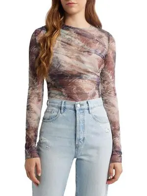 MISTRESS ROCKS Printed Long Sleeve Top - Draped Printed