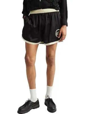 BODE Satin Gym Shorts - Black Cream
