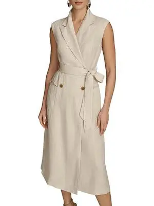 DONNA KARAN NEW YORK Belted A-Line Midi Dress