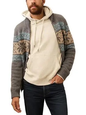Faherty Brand Regular Fit Zip Cardigan Sweater - Iron Coast
