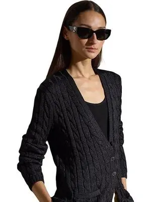 Ralph Lauren Cable-knit Silk Cardigan Sweater - Black