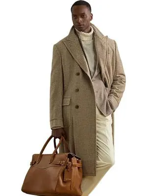 Ralph Lauren Hand-Tailored Cashmere-Wool Topcoat Taupe Multi