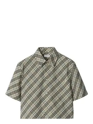 Burberry Burberry Cropped Check Cotton Shirt Husk
